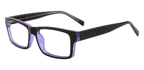 Eclipse Rectangle Prescription Glasses Black Purple Inner Tone Men