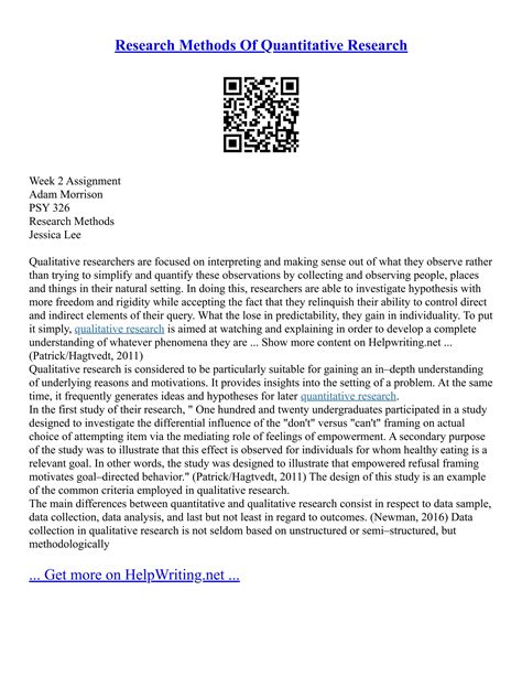 Qualitative And Quantitative Research Methodologies Pdf