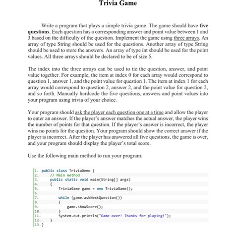 solved trivia game write a program that plays a simple