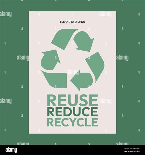 reuse reduce recycle. Poster with reuse sign Vector flat illustration.World Environment Day ...