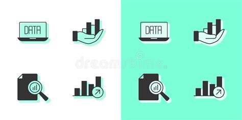 Set Financial Growth Data Analysis Document With Graph Chart And Pie Infographic Icon Vector