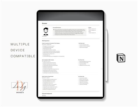 Notion Resume Template Cv Template Etsy