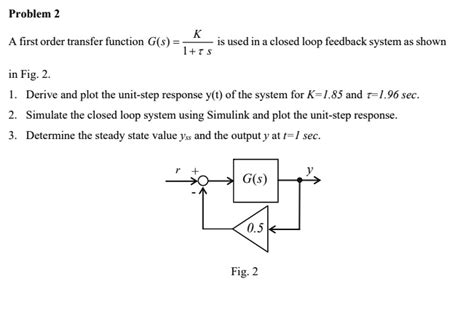 Solved Problem 2 A First Order Transfer Function Gs Is Used In A