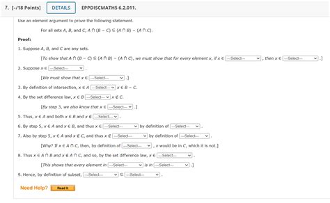 Solved DETAILS EPPDISCMATH Use An Element Argument Chegg