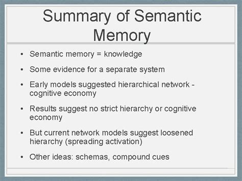 PSY Human Memory Semantic Memory Announcements Due