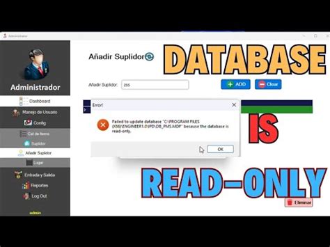 Failed To Update Database Because Database Read Only Error YouTube