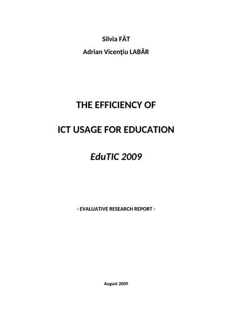 Pdf The Efficiency Of Ict Use In Education
