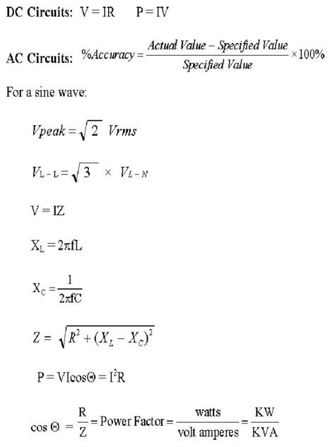 Formulae Sheet Pdf