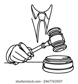 Continuous Line Drawing Hammer Judge On Stock Vector (Royalty Free ...