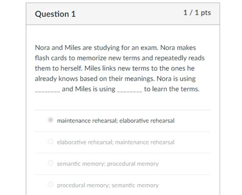 Quiz 4 Memory Psyc 101 Homework Help