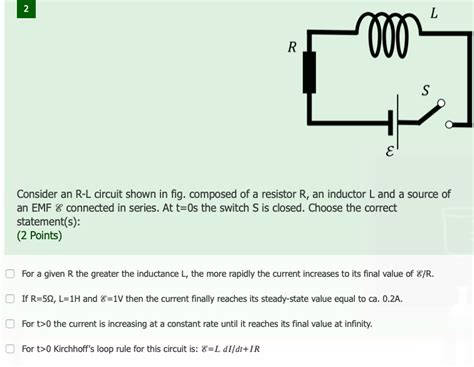 solved 2 l 000 r s consider an r l circuit shown in fig