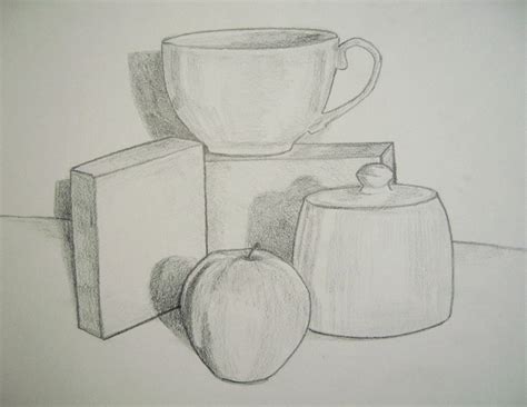 Still Life Drawing Of Objects In Colour