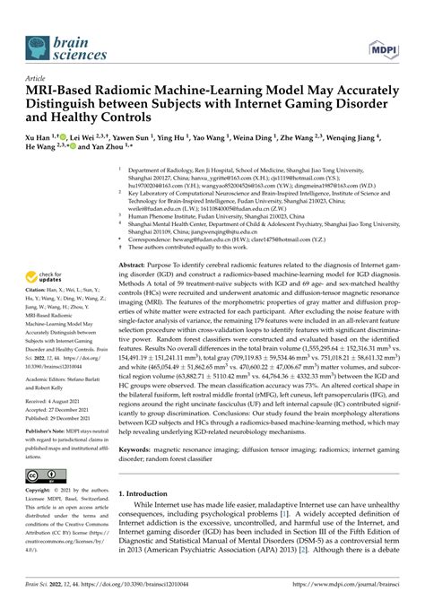 Pdf Mri Based Radiomic Machine Learning Model May Accurately