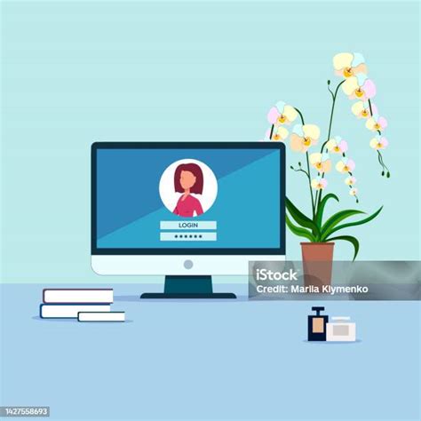 사이트 입구의 여성 아바타 플랫 벡터 디자인 일러스트 레이 션 경영자에 대한 스톡 벡터 아트 및 기타 이미지 경영자 공란 교육 Istock