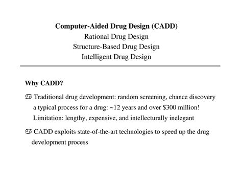 Cadd Lecture Notes Computer Aided Drug Design Cadd