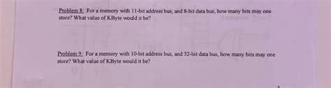solved problem 8 for a memory with 11 bit address bus and