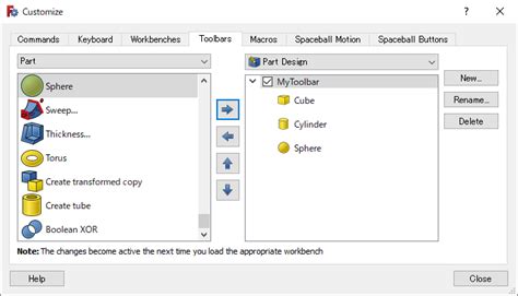 FreeCAD How To Customize A Toolbar XSim