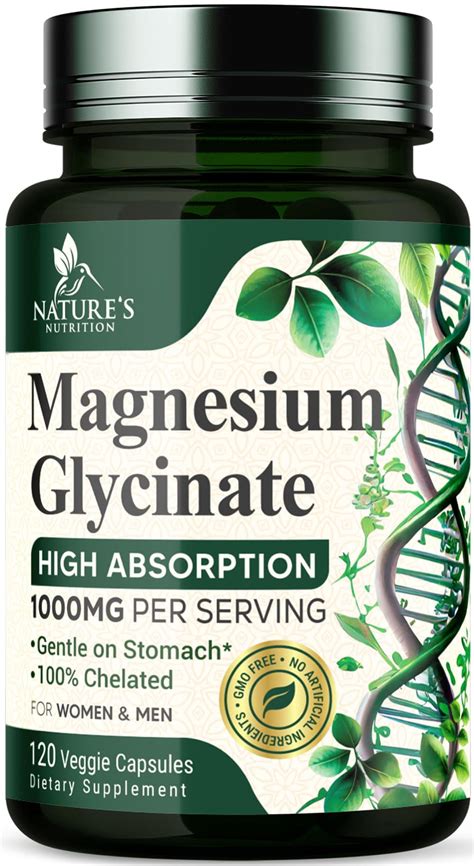 Natures Nutrition Magnesium Glycinate 1000mg Chelated 120 Capsules