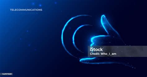 낮은 다각형 와이어프레임 스타일 전화 받기 손 기호 전화 서명 통신 벡터 그림 3차원 형태에 대한 스톡 벡터 아트 및 기타 이미지 3차원 형태 개념 교습 Istock