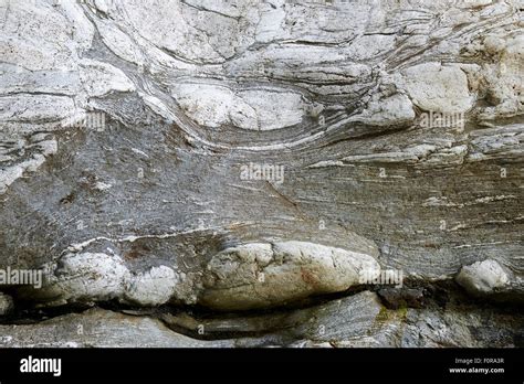 Metamorphic Rock Structures In Geological Outcrops Below The