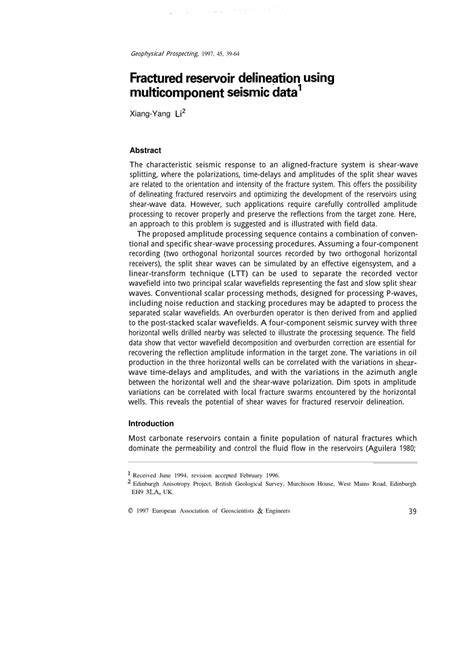 Pdf Fracture Reservoir Delineation Using Multicomponent Seismic Data