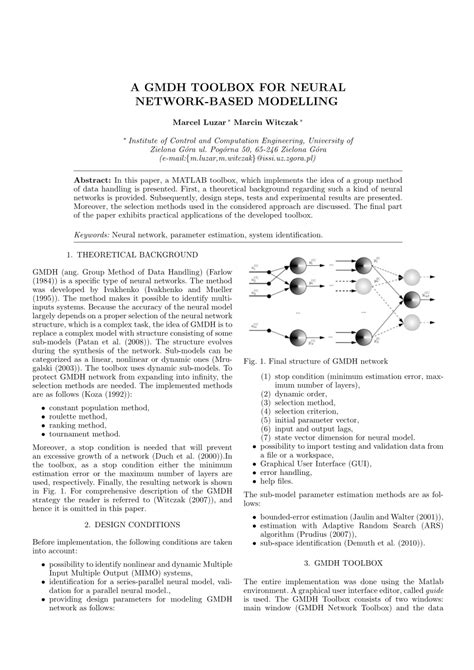 pdf a gmdh toolbox for neural network based modelling