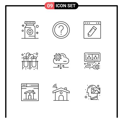 Set Of 9 Vector Outlines On Grid For Connection Laboratory Information Experiment Education