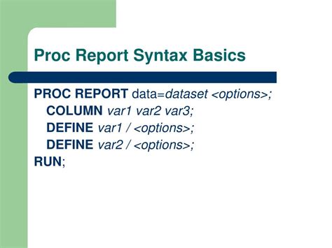 Ppt Sas Proc Report Proc Tabulate Powerpoint Presentation Free Download Id 3369851