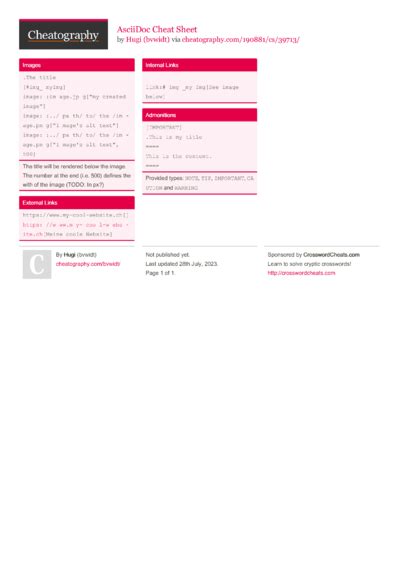 2 Asciidoc Cheat Sheets Cheat Sheets For Every Occasion 2 Asciidoc Cheat Sheets Cheat Sheets For Every Occasion