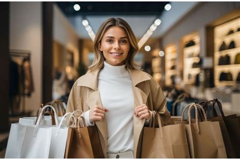 Satisfied Girl With Shopping Bags Generate Ai