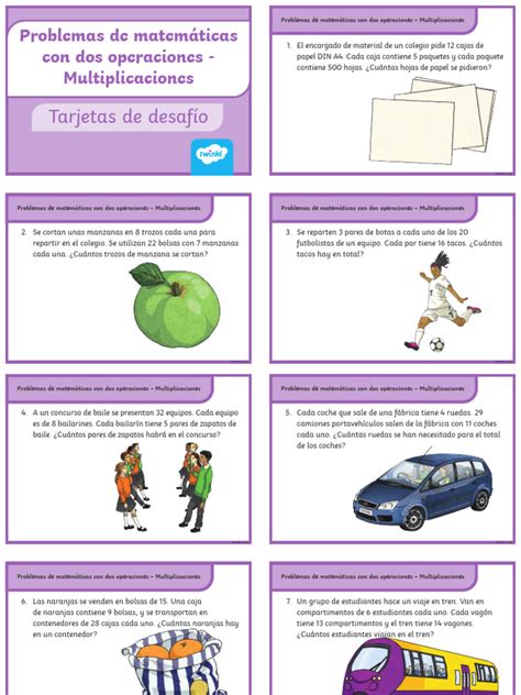 Es N 159 Tarjetas De Desafio Problemas De Matematicas Con Dos