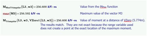 functions for deriving maximum beam moment mathcad