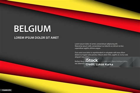 벨기에 국기의 모양에 있는 현대 벡터 배경 종이의 겹쳐 있는 시트 벨기에에서 만든 벨기에 색상 및 텍스트에 대 한 회색 빈 공간 Capital Region에 대한 스톡 벡터