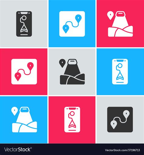 Set City Map Navigation Route Location Royalty Free Vector