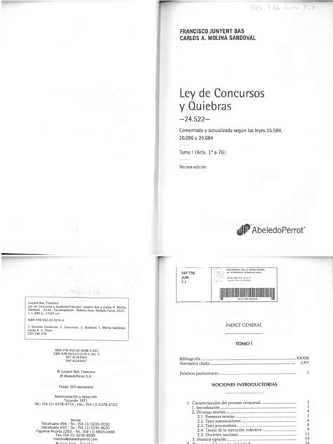 Junyent Bas F Molina Sandoval C Ley De Concursos Y Quiebras Comentada