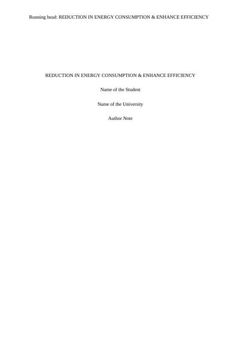 Reduction In Energy Consumption And Enhance Efficiency Desklib