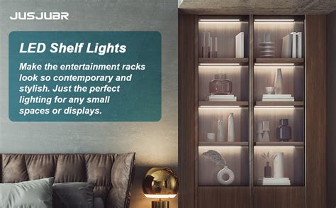Jusjubr 4 Pack Cold White Display Shelf Lights Under Shelf Lighting