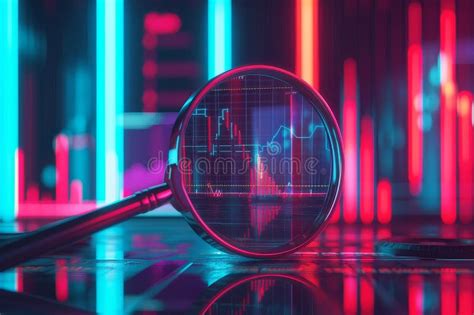 data analysis with magnifying glass charts and graphs and ultraviolet