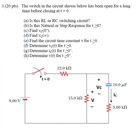 Solved The Switch In The Circuit Shown Below Has Been Open Chegg