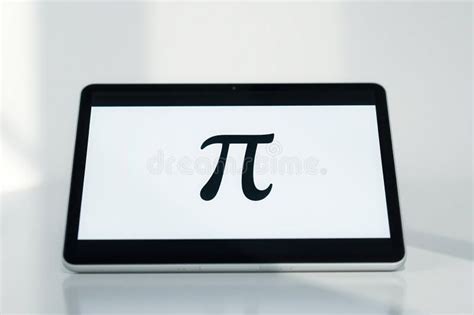 Digital Tablet Displaying Bold Pi Symbol On White Screen In Minimalist Style For Pi Day