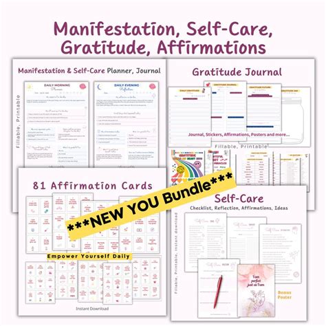 All In One Manifestation Kit Self Care Bundle Gratitude Affirmations