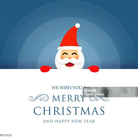 파란색과 흰색 배경산타 클로스 벡터 그림입니다 포스터 벽지 라벨 카드 또는 인쇄를위한 크리스마스 인사말 템플릿 디자인 12월에 대한 스톡 벡터 아트 및 기타 이미지 Istock