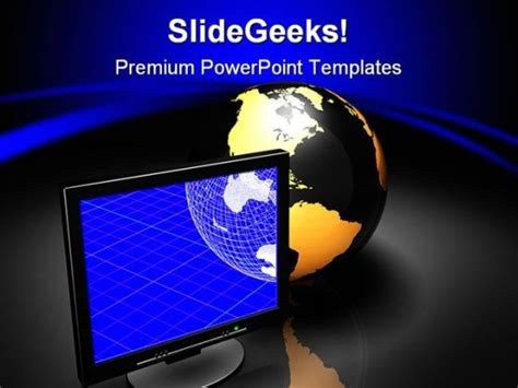 Globe Computer Powerpoint Template 0810