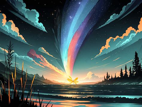 생생한 유성우의 초현실적인 장면 다채로운 예술 스타일 그림 초현실적인 유성의 장면 활기차게 샤워하다 배경 일러스트 및 사진 무료 다운로드 Pngtree