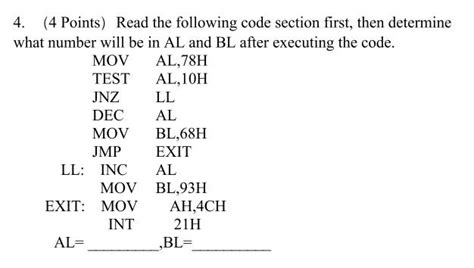 solved 4 4 points read the following code section first