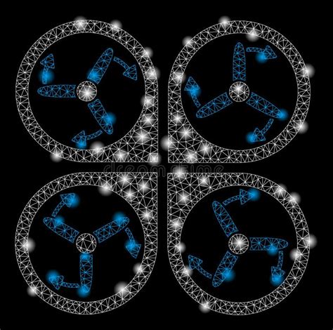 Bright Mesh 2d Copter Screws Rotation With Flash Spots Stock Vector