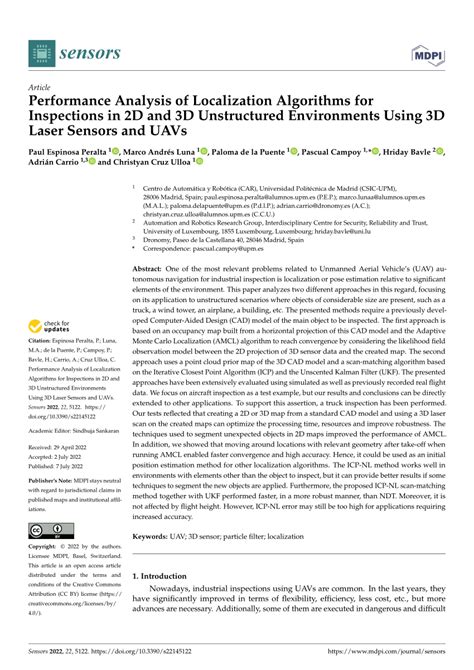 Pdf Performance Analysis Of Localization Algorithms For Inspections In 2d And 3d Unstructured