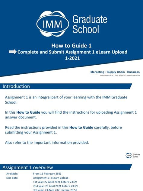complete and submit assignment 1 elearn upload 1 2021 how to guide 1
