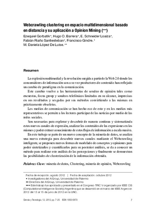 Pdf Webcrawling Clustering En Espacio Multidimensional Basado En