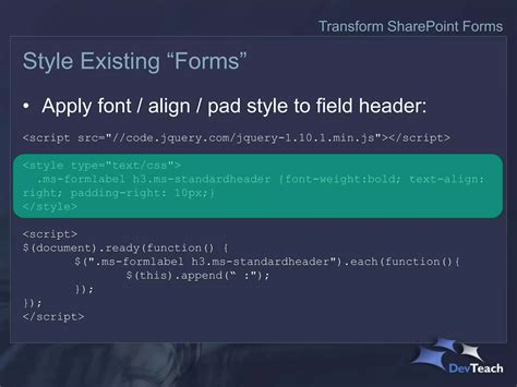 transform sharepoint default list forms with html css and javascript pptx